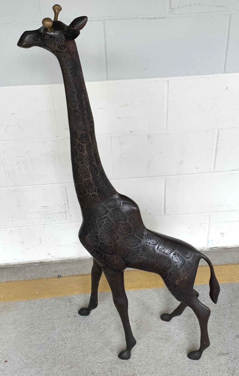 Single Midcentury Bronze Sculpture of a Giraffe at 1stDibs