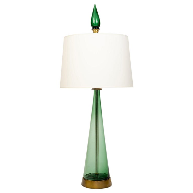 Single Midcentury Glass Lamp Attributed to Blenko Glass at 1stDibs