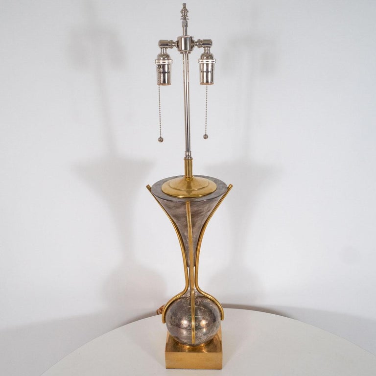 Single Mixed Finish Table Lamp For Sale at 1stDibs
