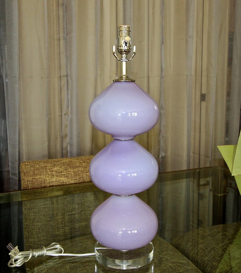 Single Murano Italian Lavender Stacked Ball Table Lamp For Sale at ...