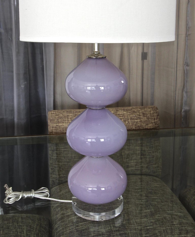 Single Murano Italian Lavender Stacked Ball Table Lamp For Sale at ...