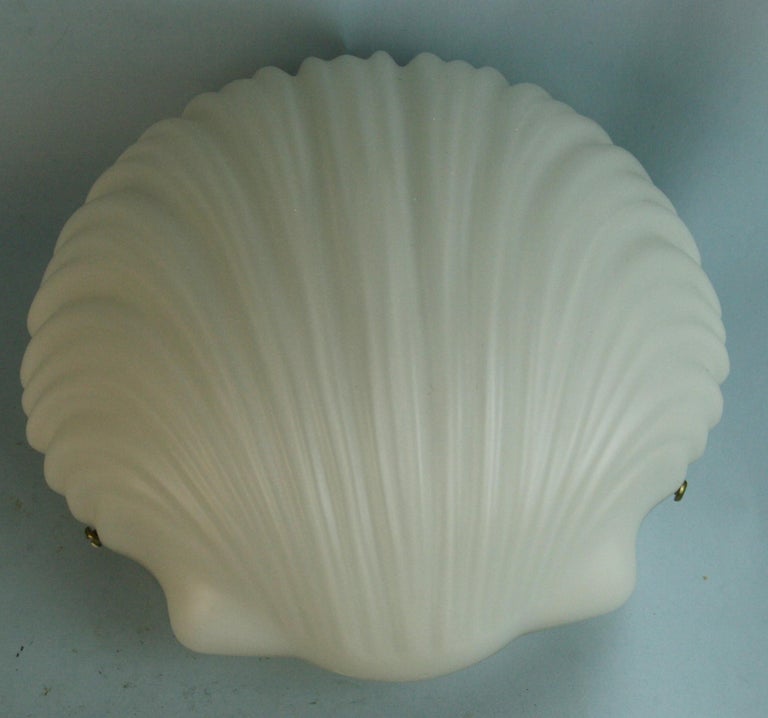Single Opaline Glass Shell Shaped Wall Sconce For Sale at 1stDibs