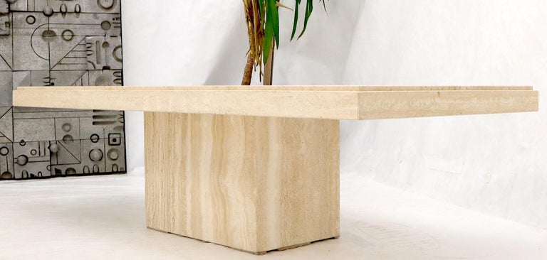 Single Pedestal Base Rectangular Travertine Coffee Table at 1stDibs