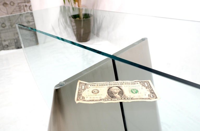 Single Pedestal Cantilever Style Large Glass Top Rectangular Dining ...
