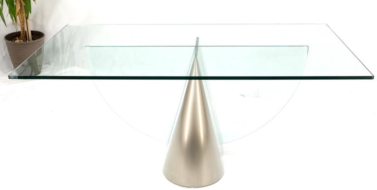 Single Pedestal Cantilever Style Large Glass Top Rectangular Dining ...