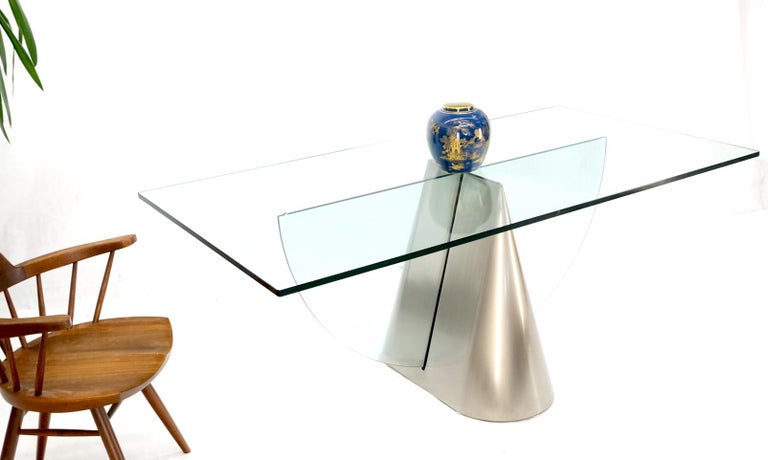Single Pedestal Cantilever Style Large Glass Top Rectangular Dining ...
