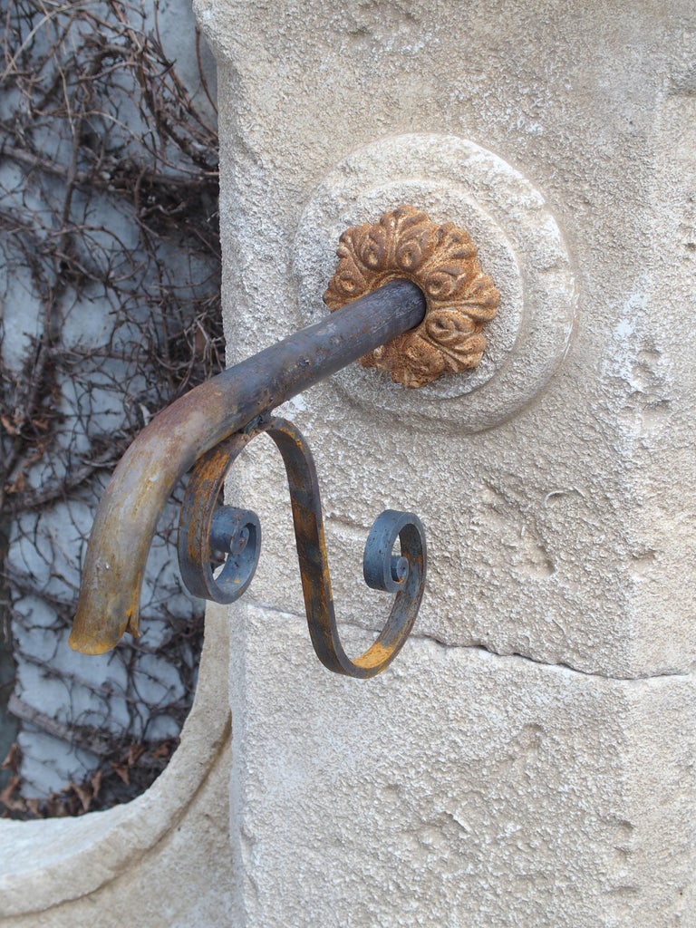 Single Pillar Provençale Garden Fountain in Carved Limestone at 1stDibs