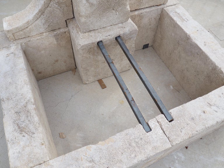 Single Pillar Provençale Garden Fountain in Carved Limestone at 1stDibs