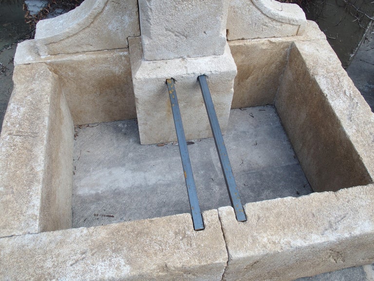 Single Pillar Provençale Garden Fountain in Carved Limestone at 1stDibs