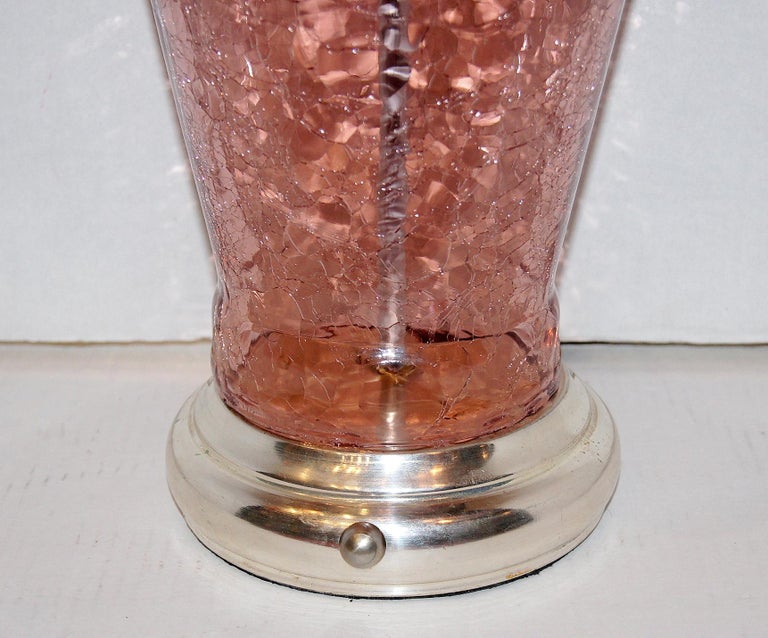 Single Pink Glass Table Lamp For Sale at 1stDibs