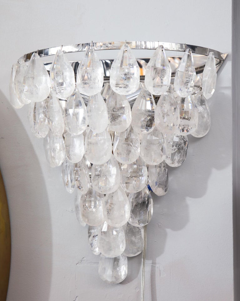 Single Rock Crystal Cascading Sconce For Sale at 1stDibs