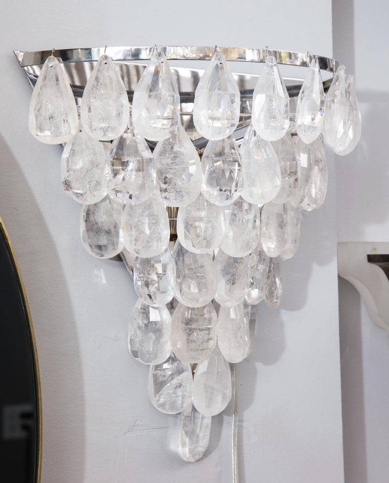 Single Rock Crystal Cascading Sconce For Sale at 1stDibs