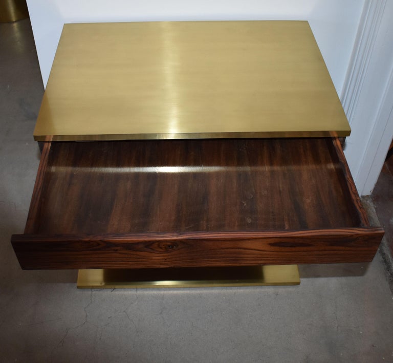 Single Rosewood and Solid Brass Side Table For Sale at 1stDibs
