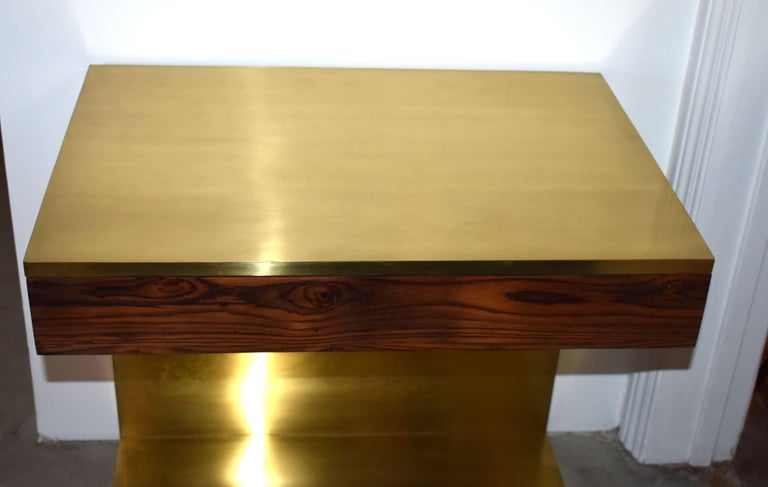 Single Rosewood and Solid Brass Side Table For Sale at 1stDibs