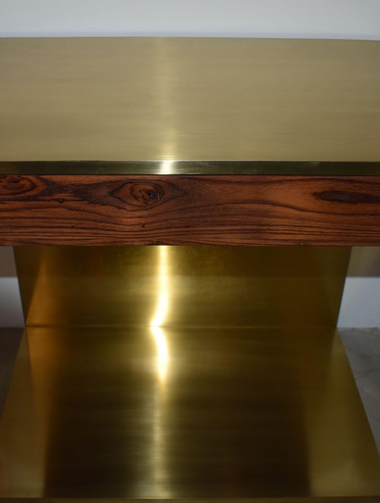 Single Rosewood and Solid Brass Side Table For Sale at 1stDibs