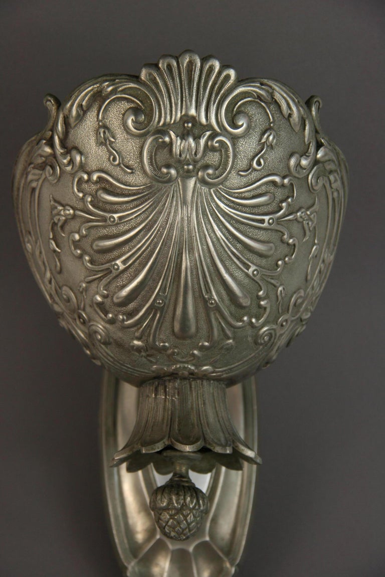 Single Silver Repousse Sconce, circa 1920s For Sale at 1stDibs