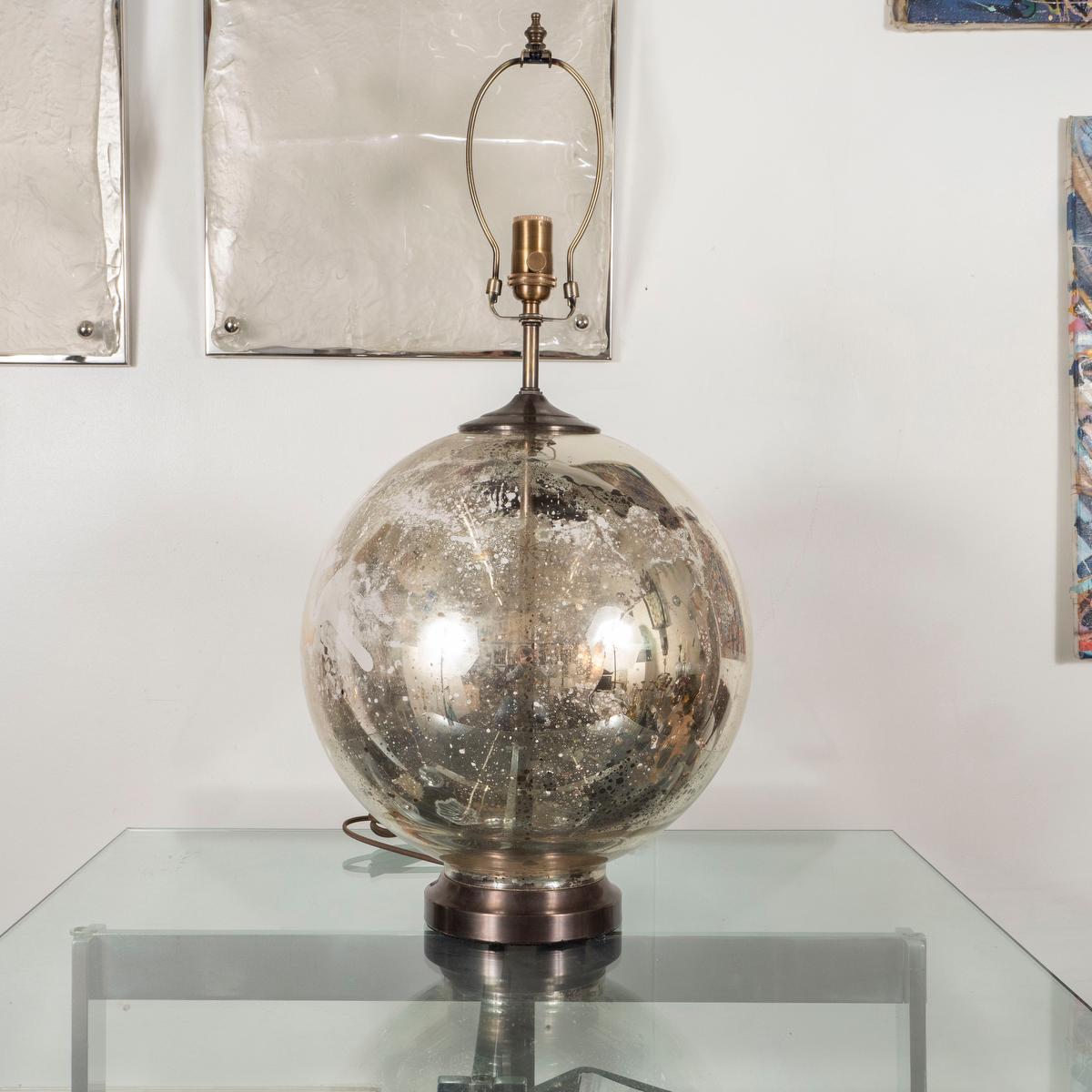 Single Spherical Mercury Glass Lamp For Sale at 1stDibs