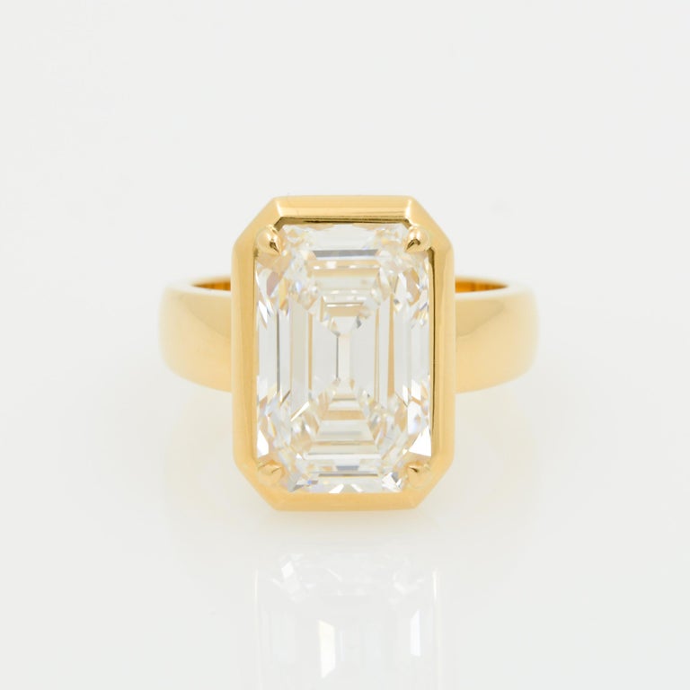 Single Stone 18 Karat Yellow Gold Emerald Cut Diamond Cori Ring For ...