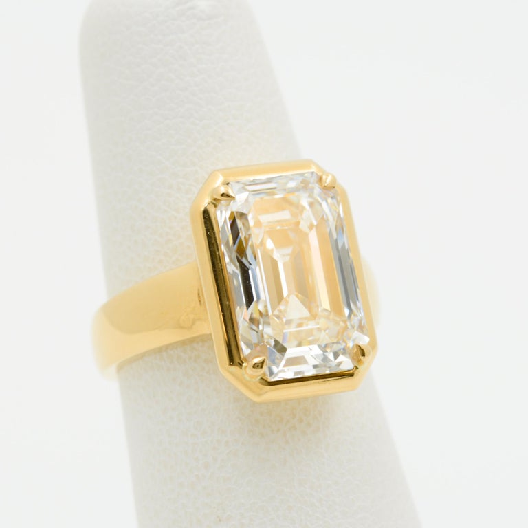 Single Stone 18 Karat Yellow Gold Emerald Cut Diamond Cori Ring For ...