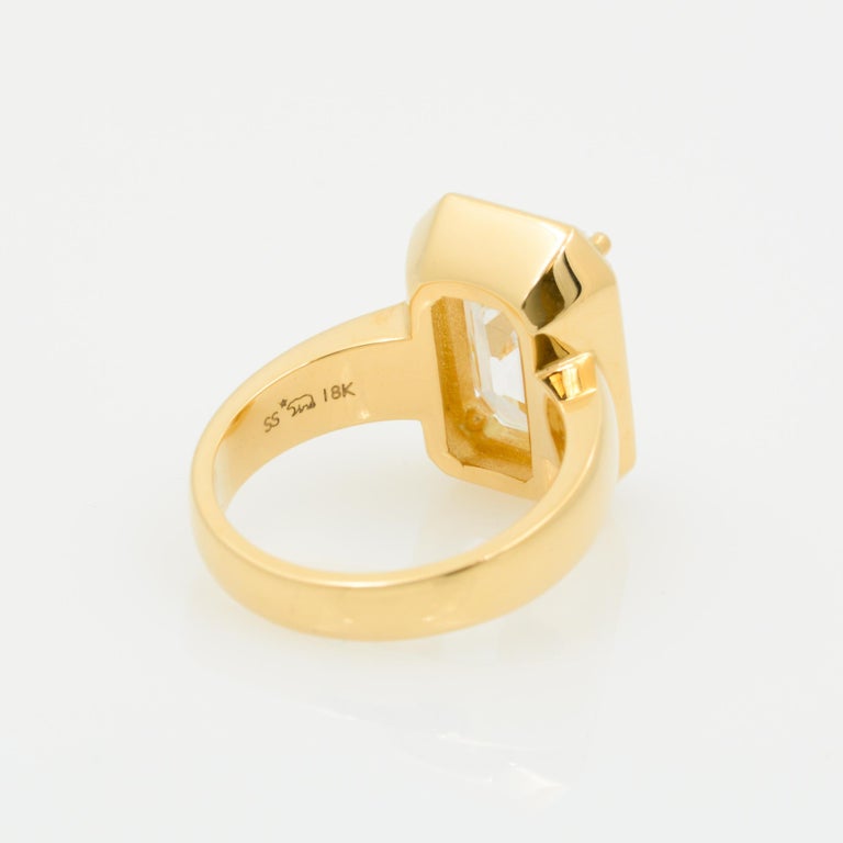 Single Stone 18 Karat Yellow Gold Emerald Cut Diamond Cori Ring For ...