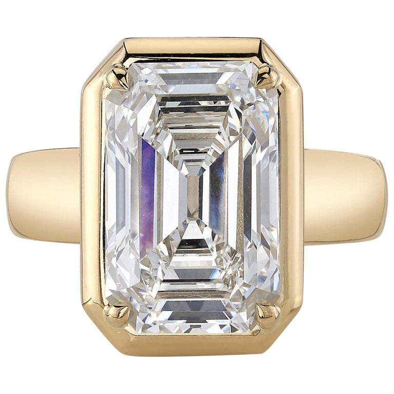 Single Stone 18 Karat Yellow Gold Emerald Cut Diamond Cori Ring For ...