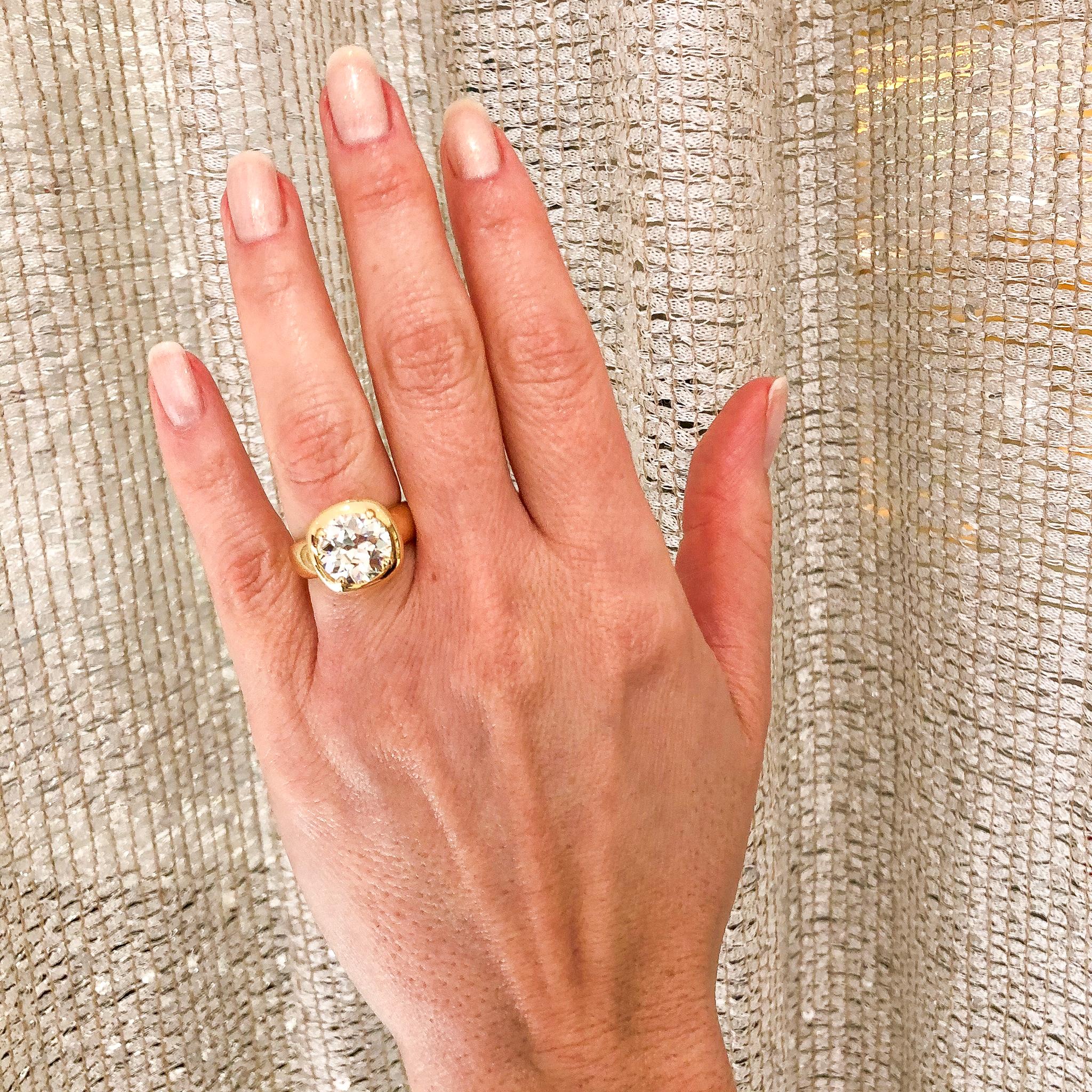 Single Stone 18 Karat Yellow Gold Old European Cut Diamond Cori Ring ...