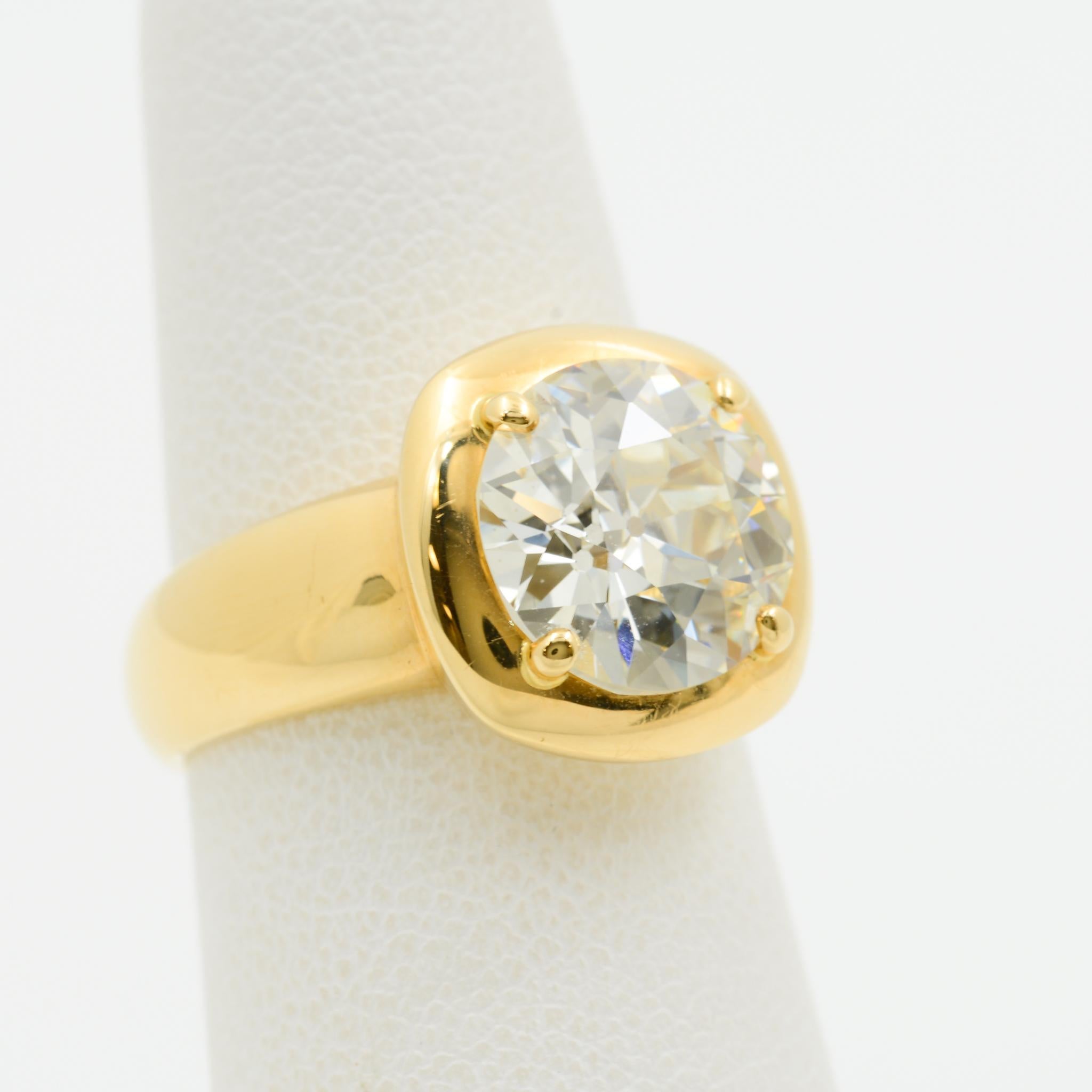Single Stone 18 Karat Yellow Gold Old European Cut Diamond Cori Ring ...