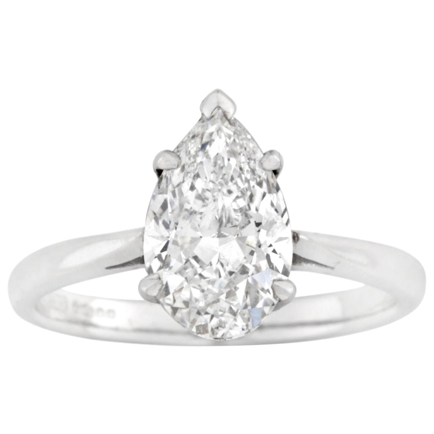 Certified 2.00 Carat Pear-Shaped Solitaire Diamond Ring at 1stDibs
