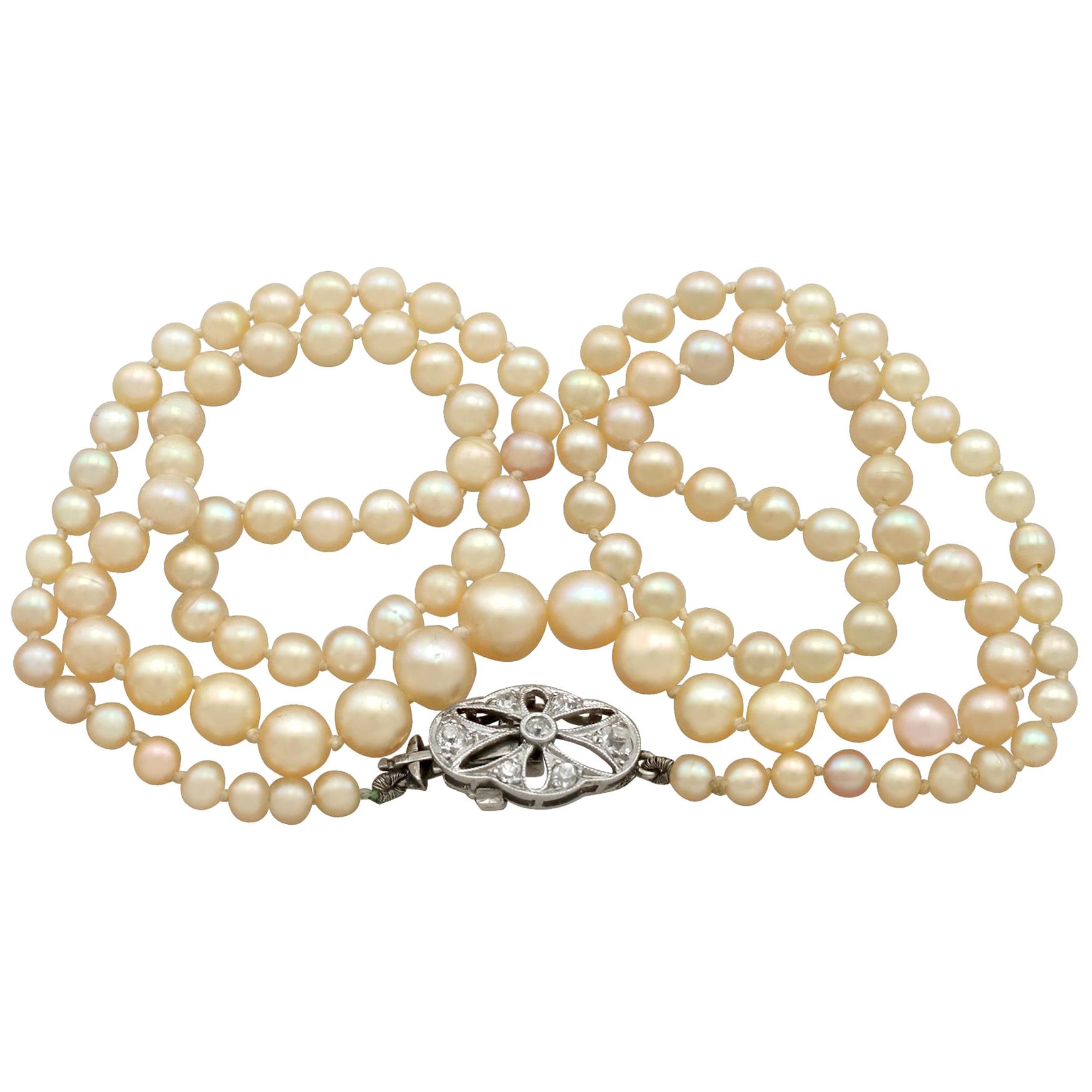 Buccellati Two Strand Pearl Necklace With Gold And Diamond Clasp At 1stdibs