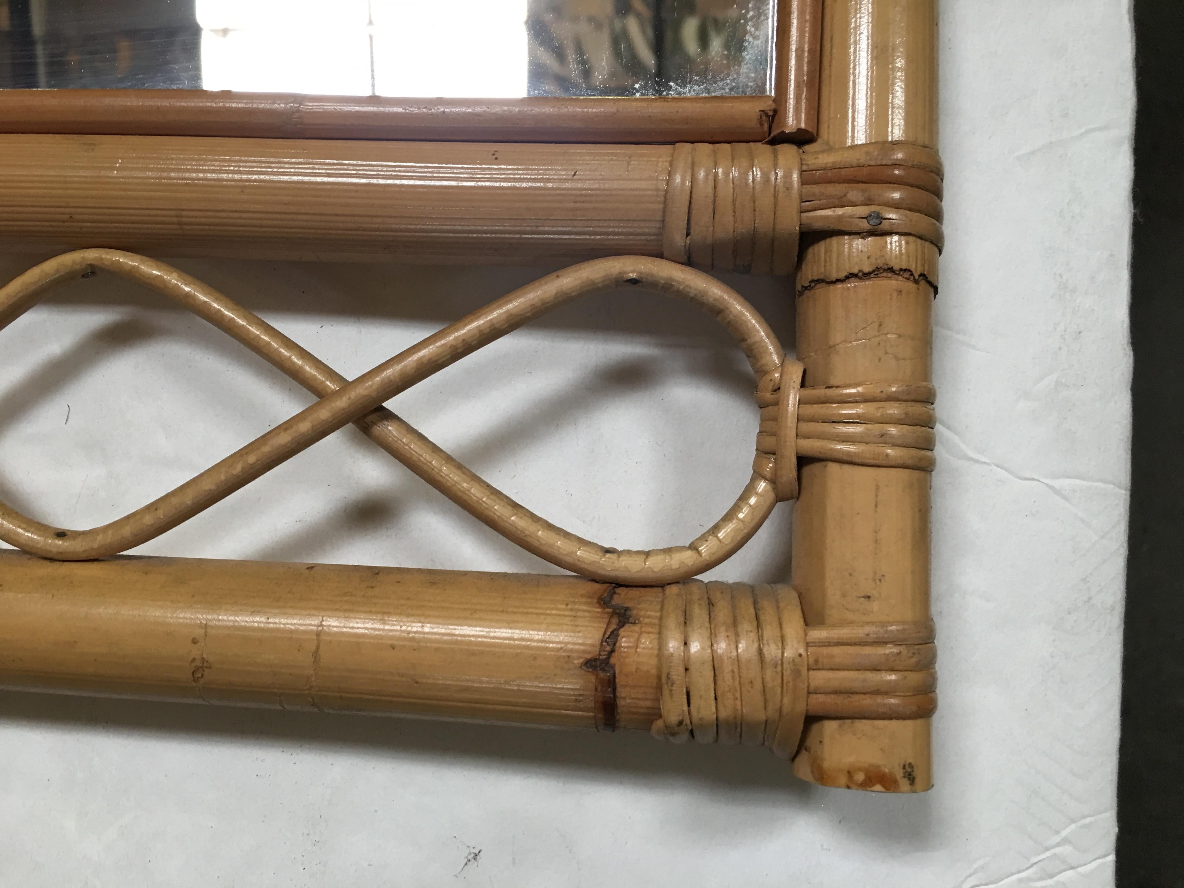 Single-Strand Rattan Mirror with Stick Rattan Wave Border For Sale at ...