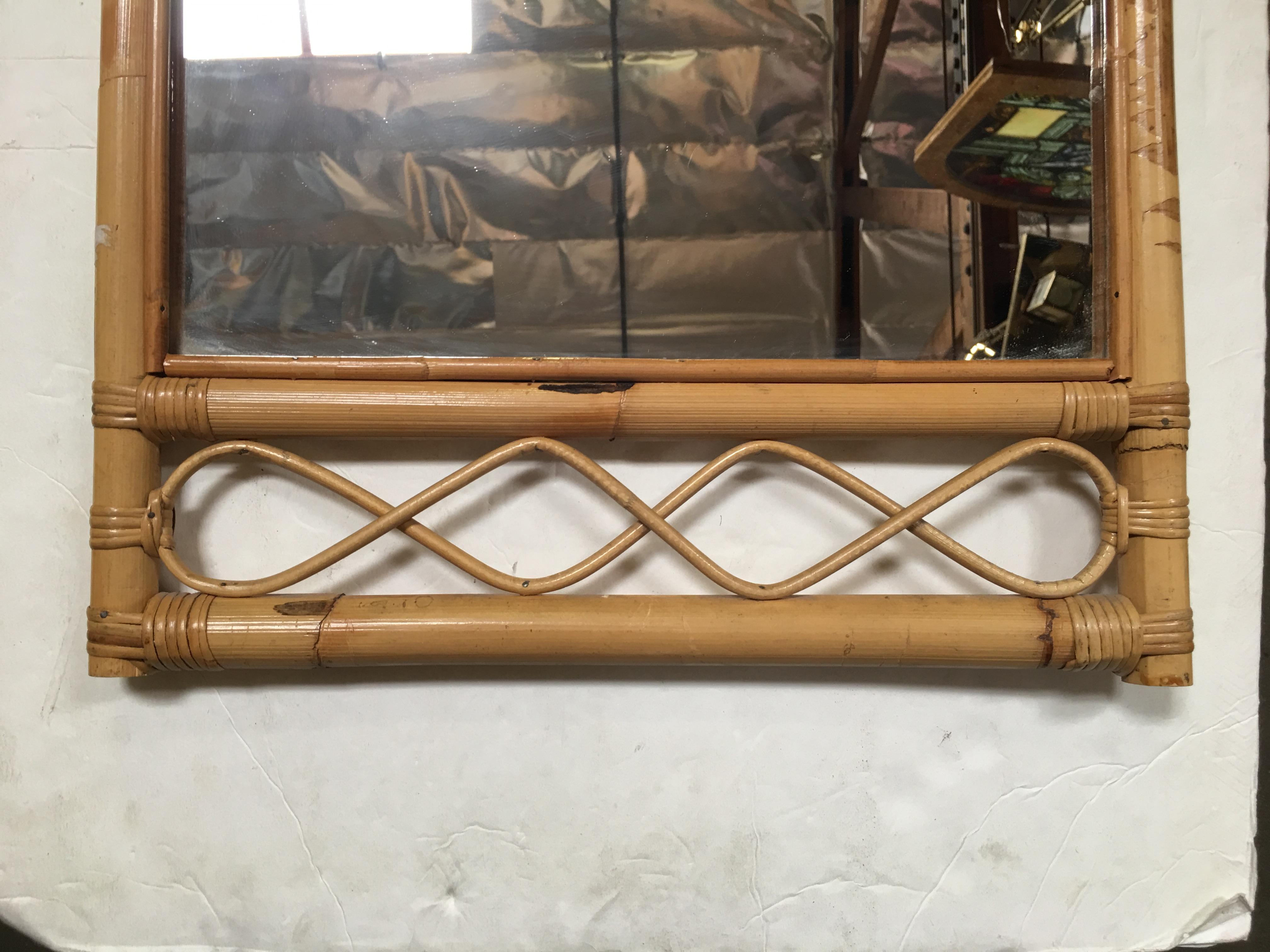 Single-Strand Rattan Mirror with Stick Rattan Wave Border For Sale at ...