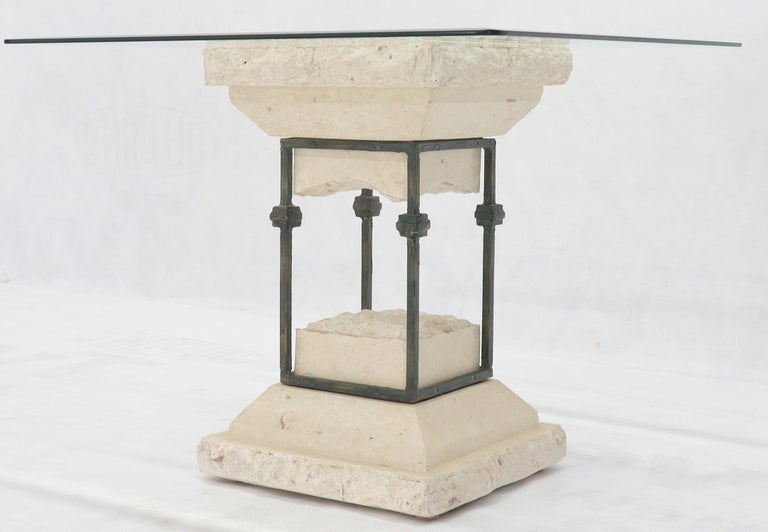 Single Suspended Pedestal Base Square Glass Top Side Table For Sale At 1stdibs