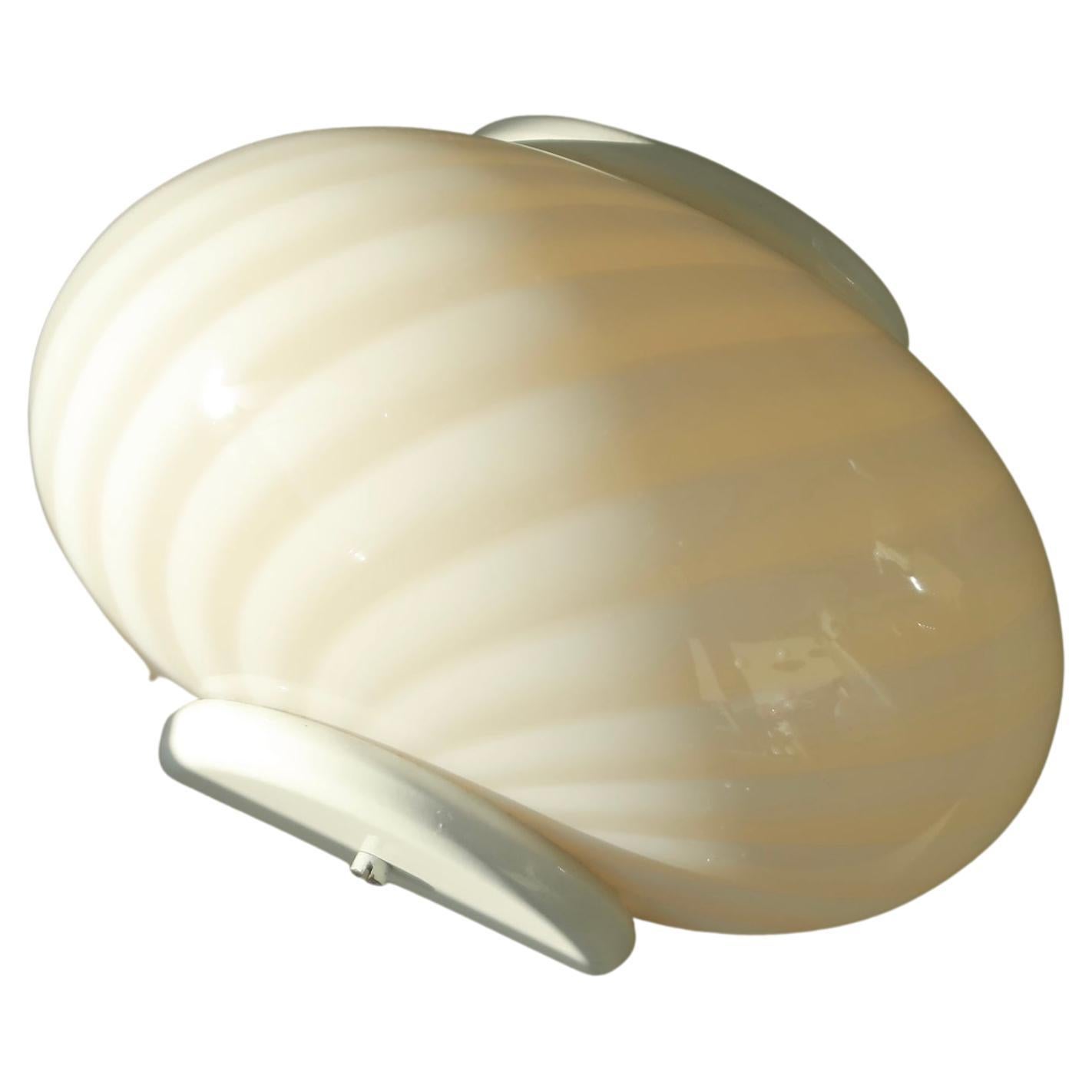 Vintage Murano 1970s Wall Scone Lamp Swirl White Glass at 1stDibs