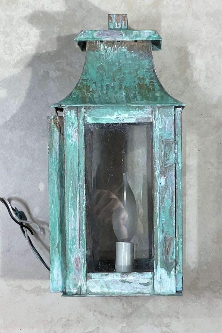 Single Wall Hanging Copper Lantern For Sale at 1stDibs