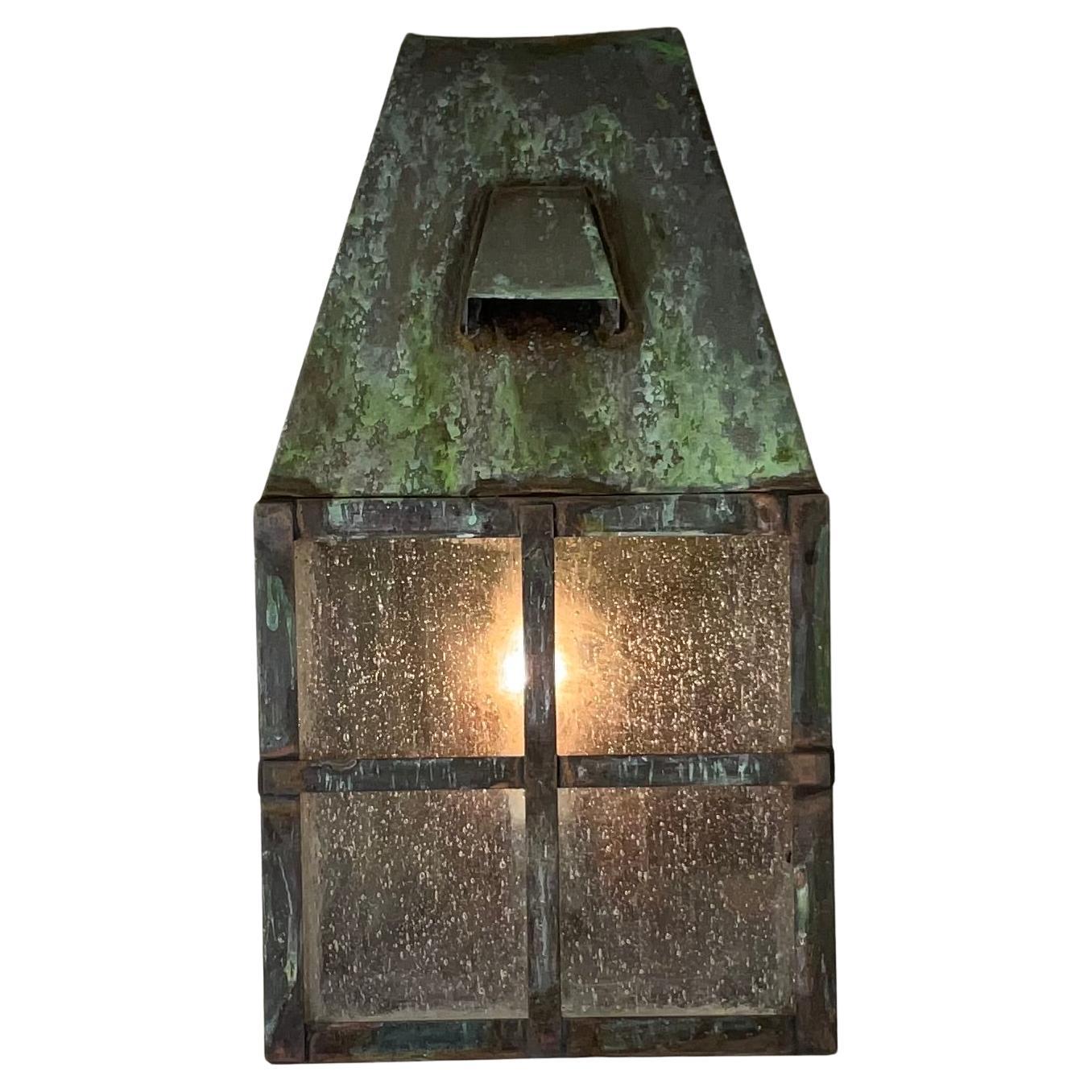Single Vintage Solid Brass Wall Lantern For Sale at 1stDibs