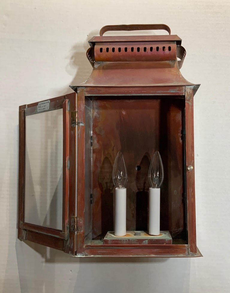 Single Wall Hanging Solid Copper Lantern at 1stDibs
