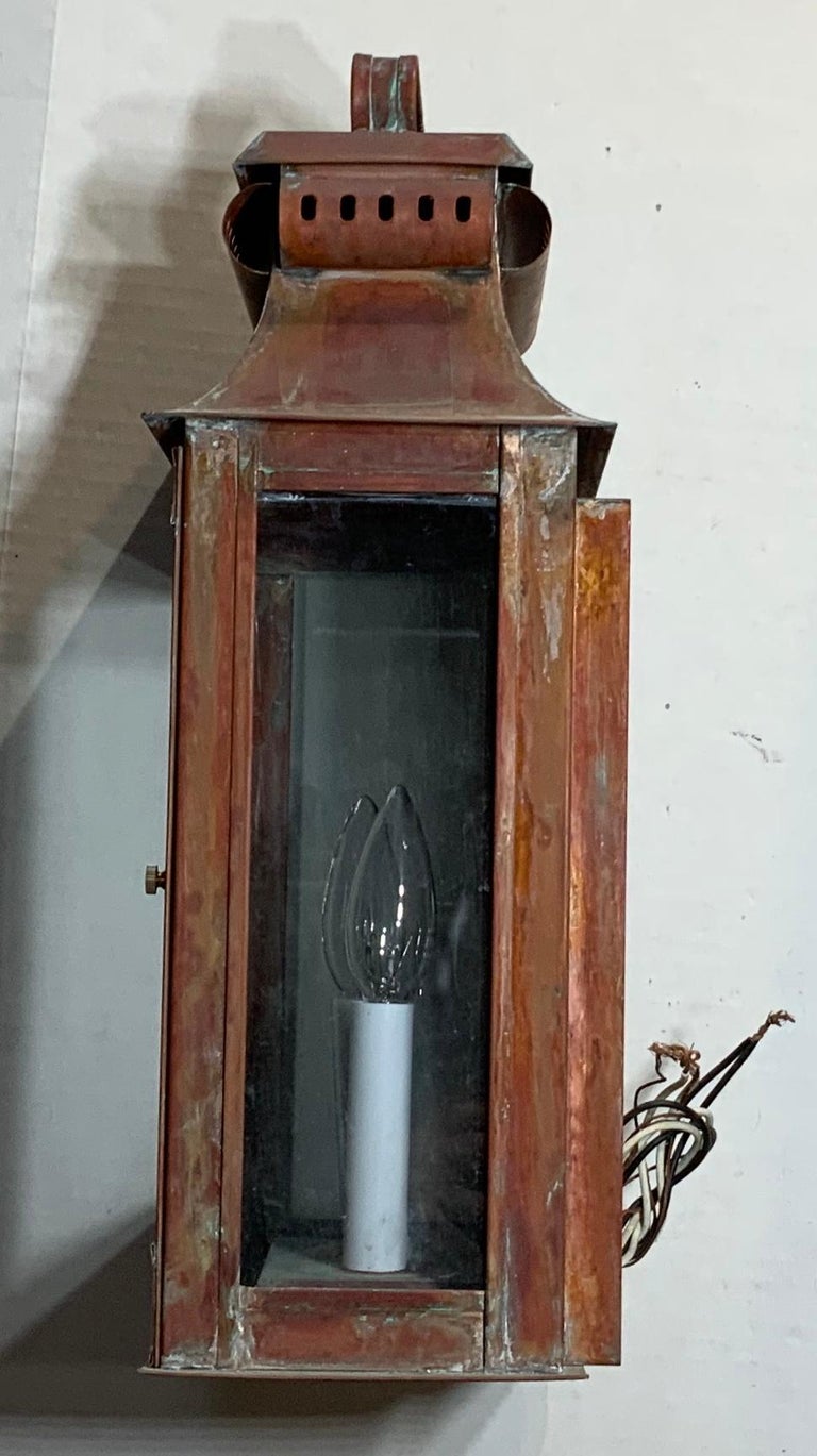 Single Wall Hanging Solid Copper Lantern at 1stDibs