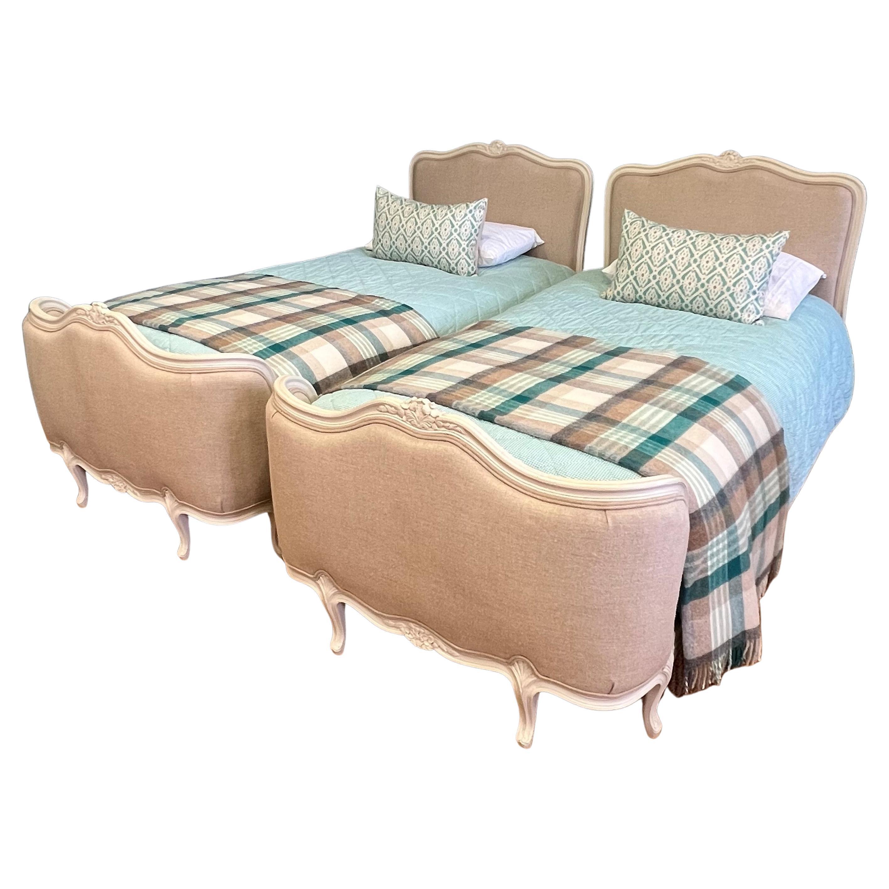 Matching Pair of Single 3' French Upholstered Beds at 1stDibs | single ...