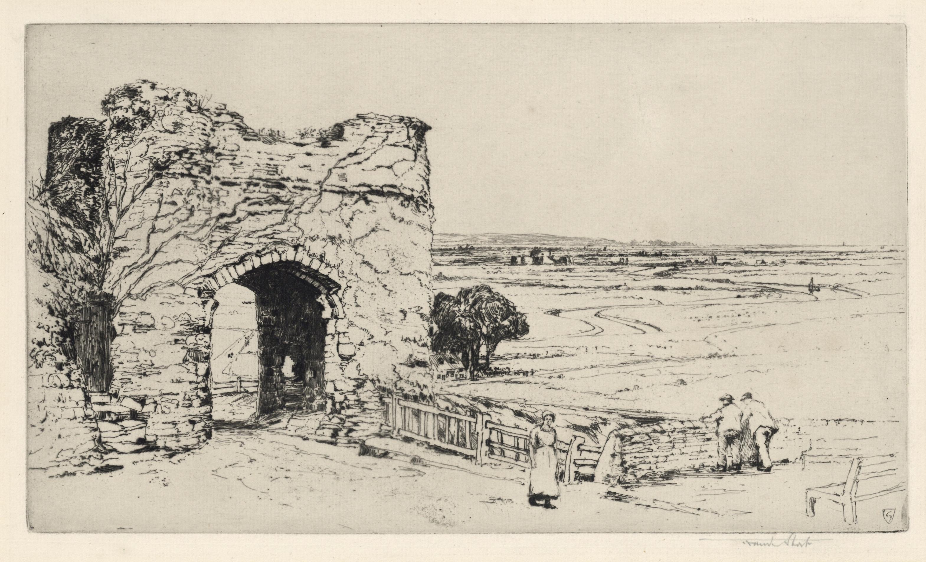 Sir Frank Short - "Strand Gate, Winchelsea" grabado original firmado en ...