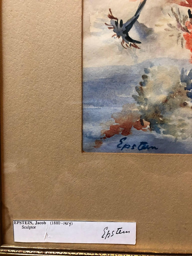 Sir Jacob Epstein - British Modernist Vibrant Watercolor Painting of ...