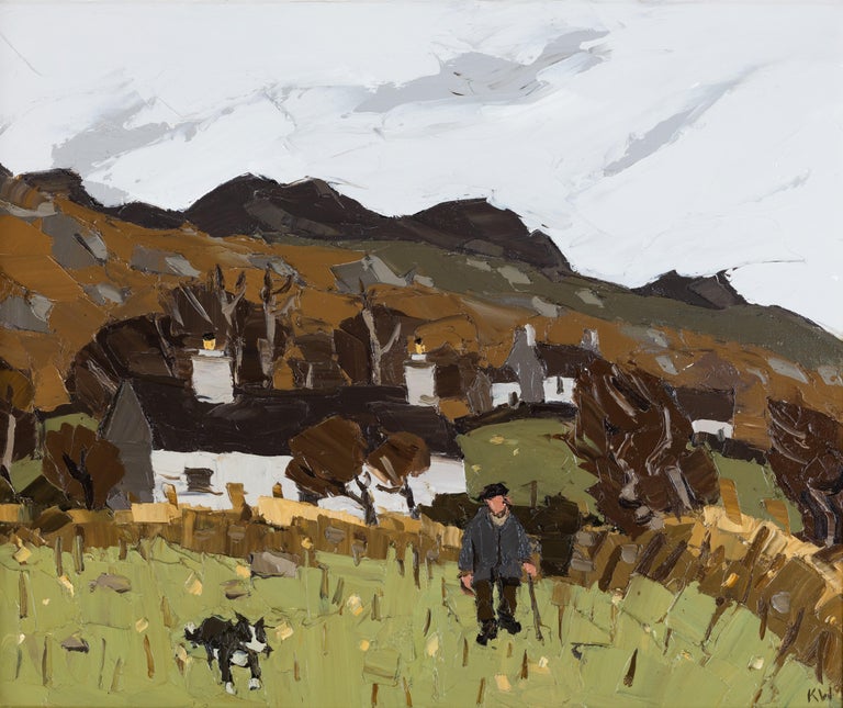 Sir Kyffin Williams - 20th Century Welsh landscape painting 'Farm at ...