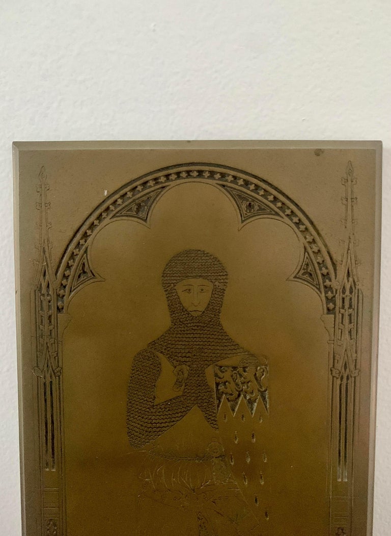 Sir Robert De Bures Brass Wall Hanging Rubbing Plaque For Sale at 1stDibs