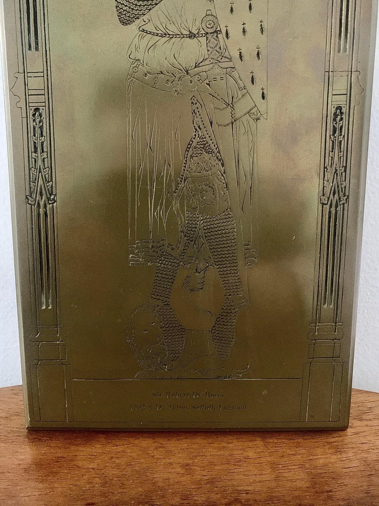 Sir Robert De Bures Brass Wall Hanging Rubbing Plaque For Sale at 1stDibs