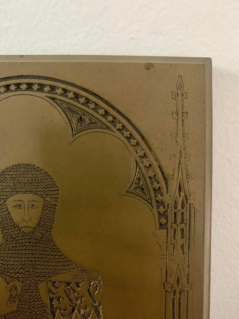 Sir Robert De Bures Brass Wall Hanging Rubbing Plaque For Sale at 1stDibs