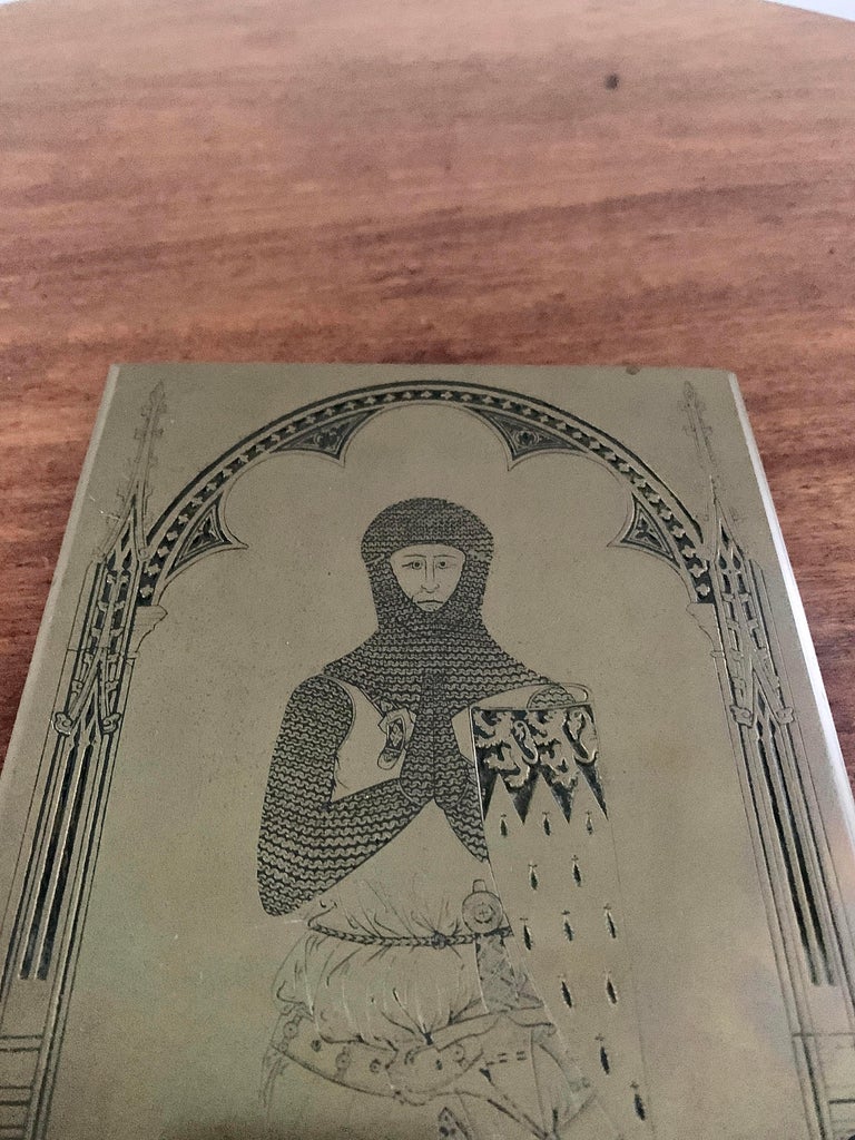 Sir Robert De Bures Brass Wall Hanging Rubbing Plaque For Sale at 1stDibs