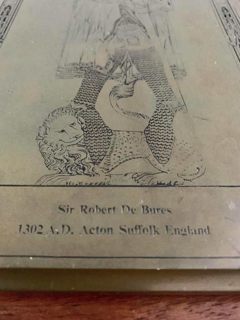 Sir Robert De Bures Brass Wall Hanging Rubbing Plaque For Sale at 1stDibs