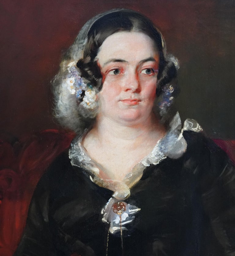 Portrait of a Lady with Lace Collar - British 19th century art oil ...