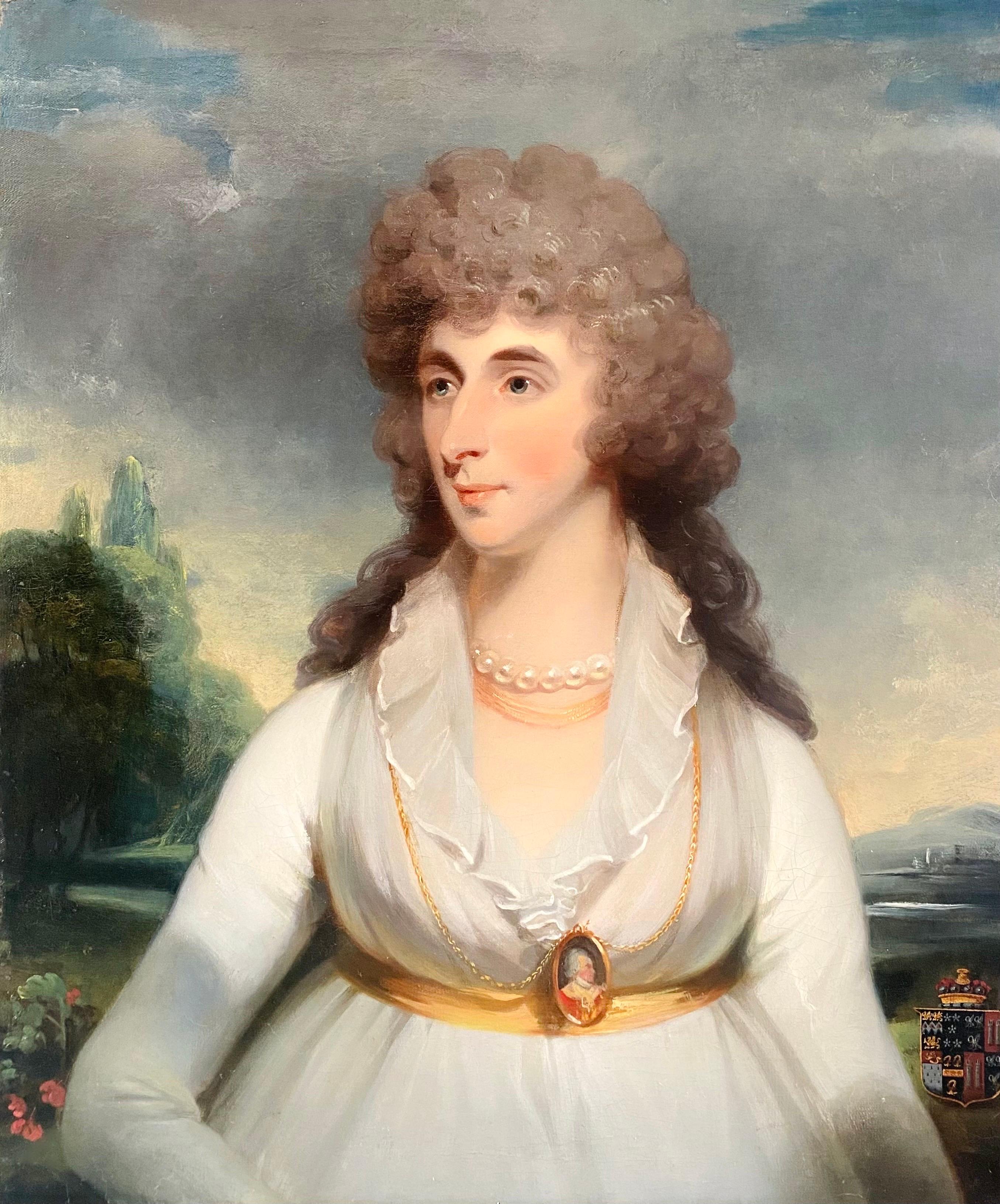 18th century British portrait of a noble lady - love medaillon For Sale ...