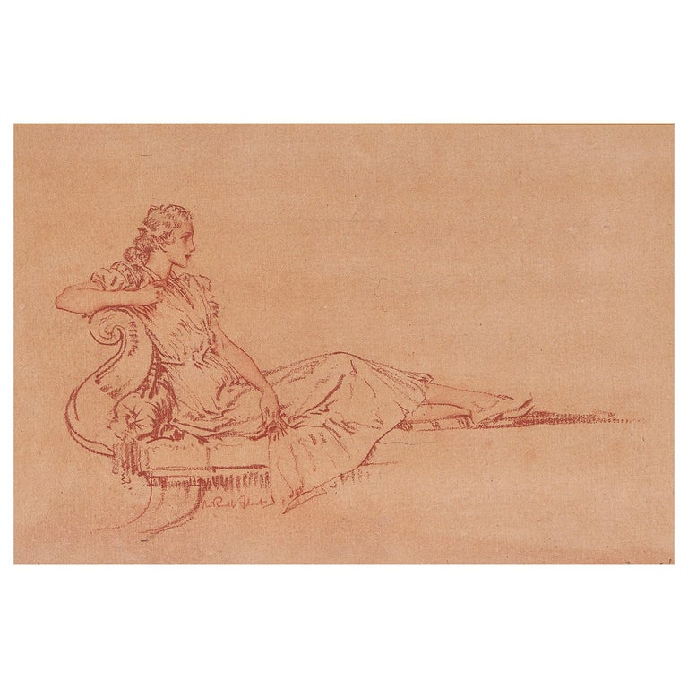Sir William Russell Flint Drawing of a Reclining Lady at 1stDibs