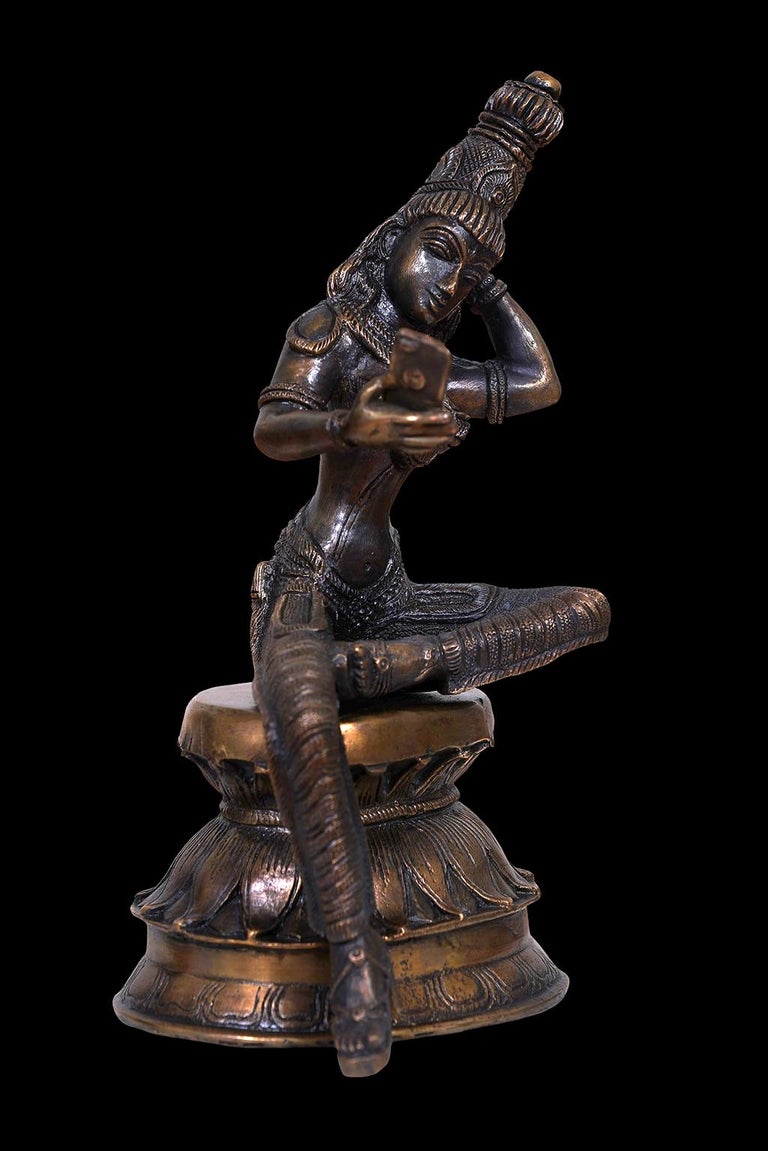 Siri Devi Khandavilli - "Selfie Queens 1" bronze figurative sculpture with cell phone For Sale ...